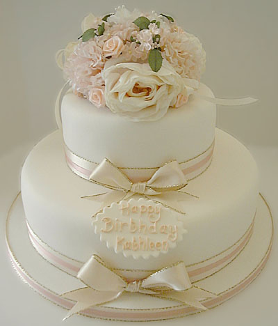 Stacked cake peach posy -celebration - birthday cake
