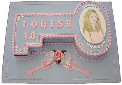 Key shape with portrait -celebration - birthday cake